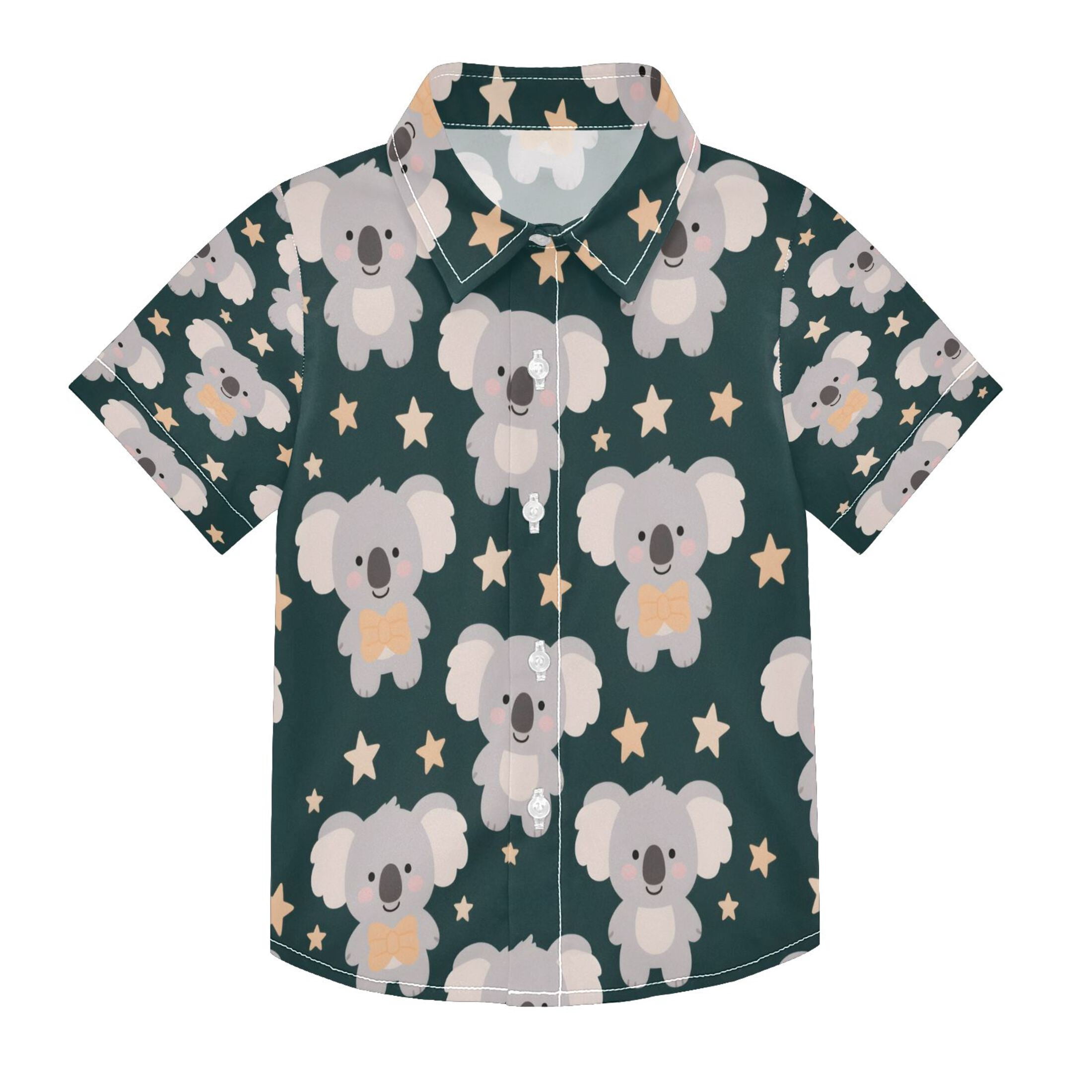 BZSMCE Short-Sleeve Button-Down Shirt Summer Koala Star Pattern For ...