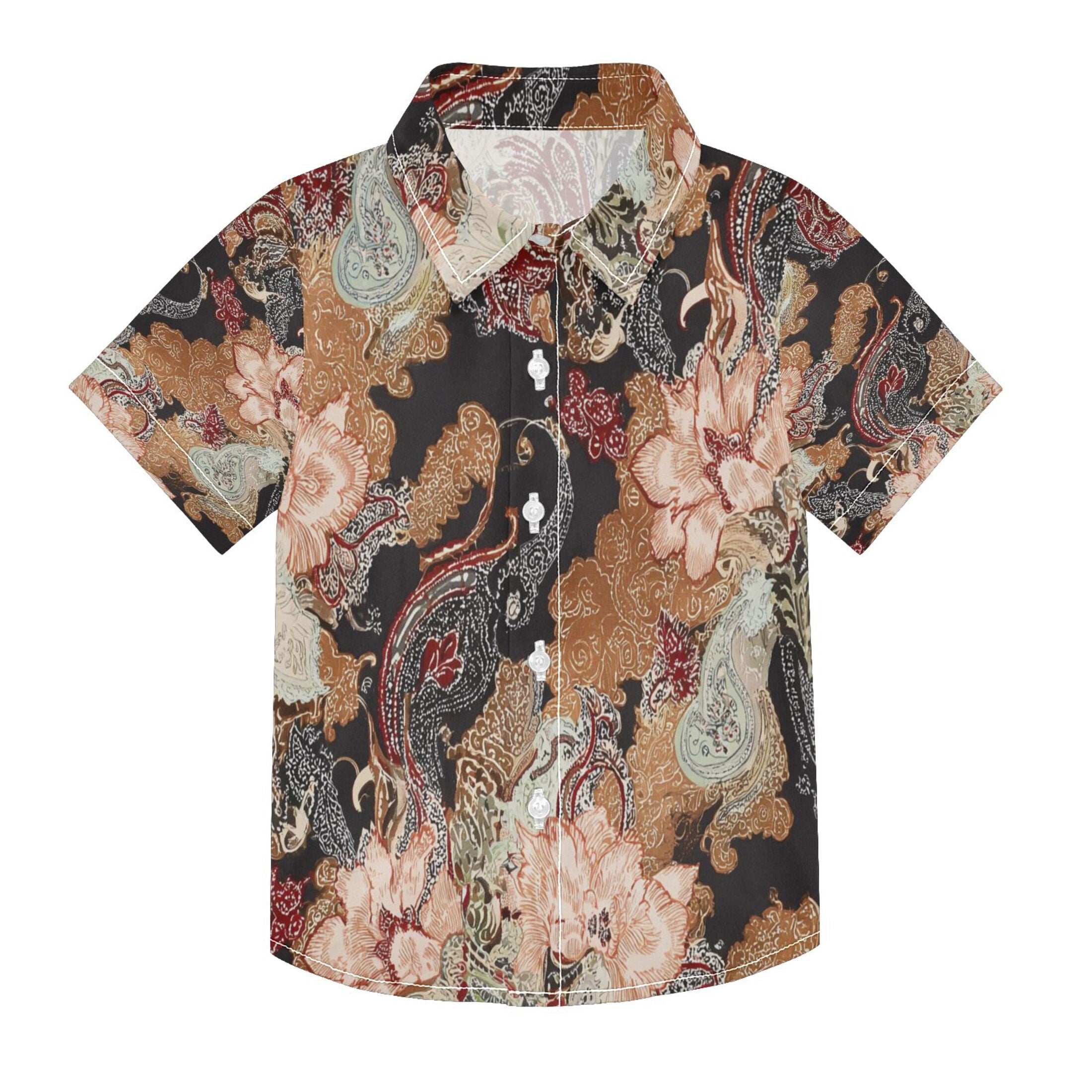 BZSMCE Short-Sleeve Button-Down Shirt Summer Noir Paisley For Soft ...