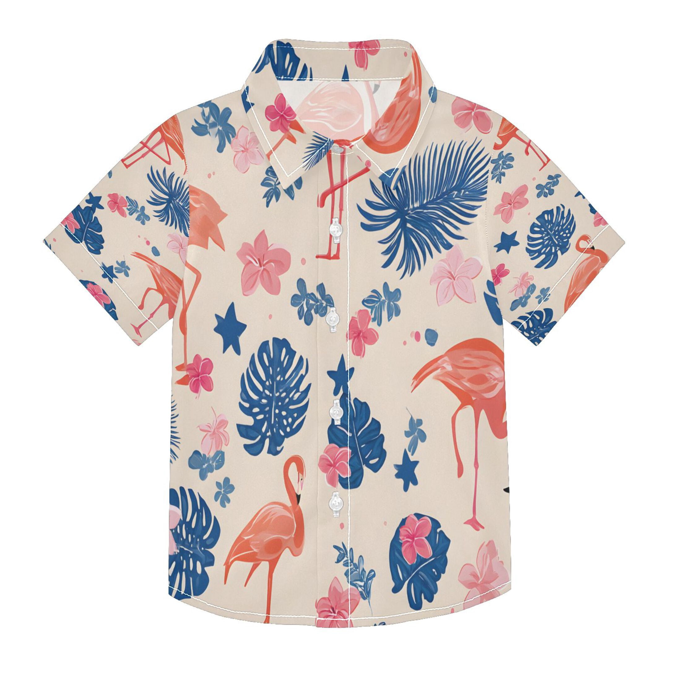 BZSMCE Short-Sleeve Button-Down Shirt Summer Orange Flamingo Pattern ...