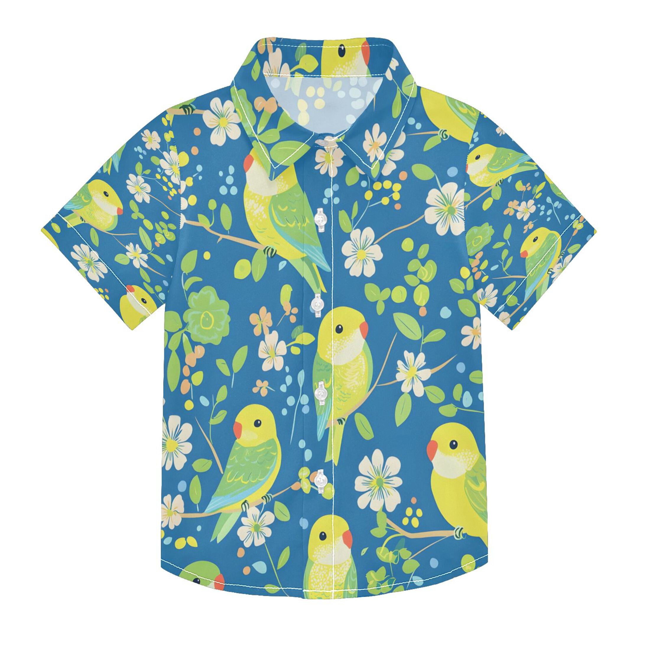 BZSMCE Short-Sleeve Button-Down Shirt Summer Parrot Flower Pattern For ...