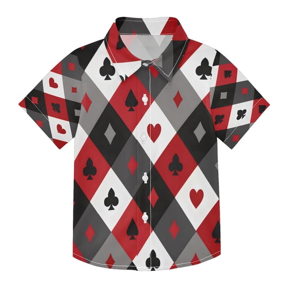 BZSMCE Short-Sleeve Button-Down Shirt Summer Playing Card Suits and ...