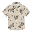 BZSMCE Short-Sleeve Button-Down Shirt Summer Raccoon Maple Leaves For ...