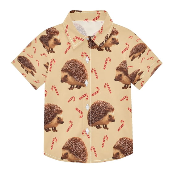 BZSMCE Short-Sleeve Button-Down Shirt Summer Seamless with Candy Cane ...