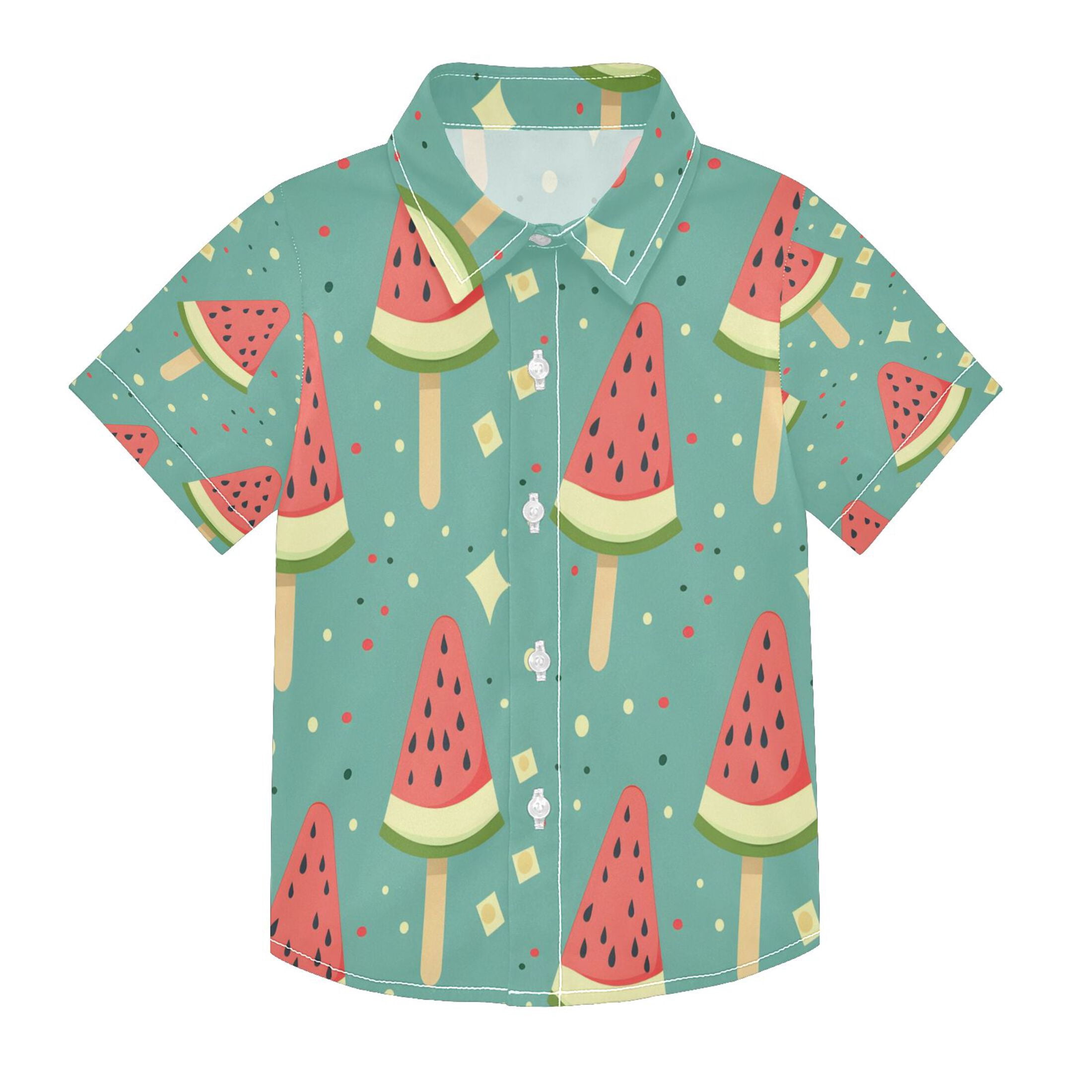 BZSMCE Short-Sleeve Button-Down Shirt Summer Watermelon Popsicles ...