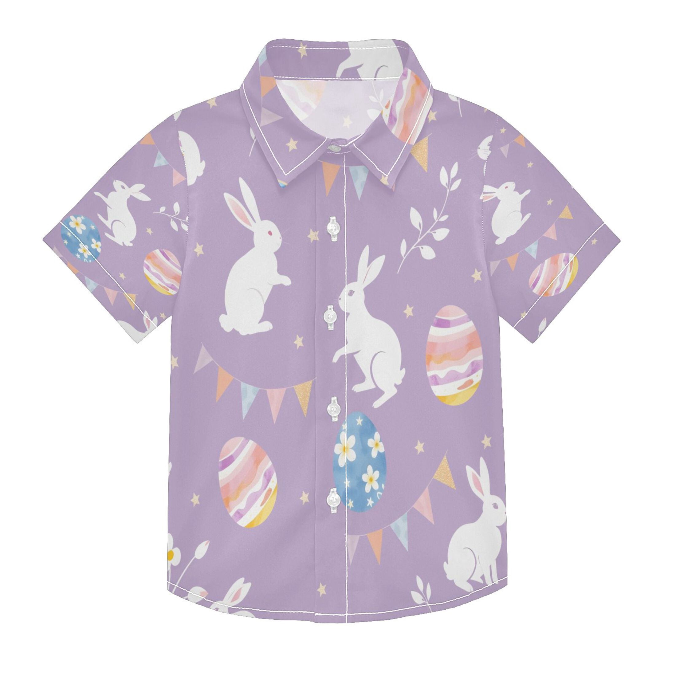 BZSMCE Short-Sleeve Button-Down Shirt Summer White Rabbit Colorful ...