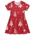 BZSMCE Short Sleeve Dress A-line Silhouette Hand Drawn Christmas Tree ...