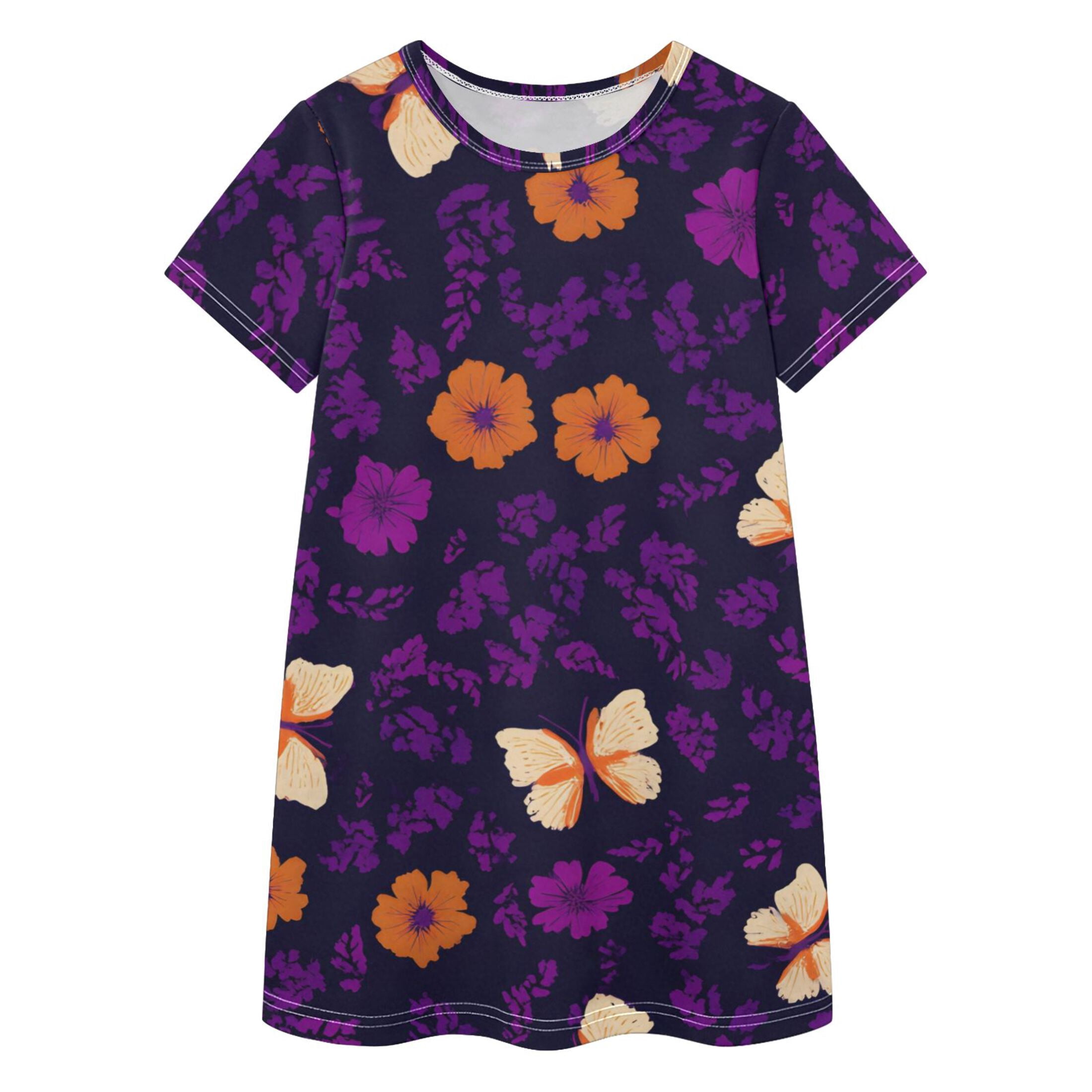 BZSMCE Short Sleeve dress Dress Casual Cotton Dresses-Beige Butterfly ...