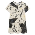 BZSMCE Short Sleeve dress Dress Casual Cotton Dresses-Black Butterfly ...