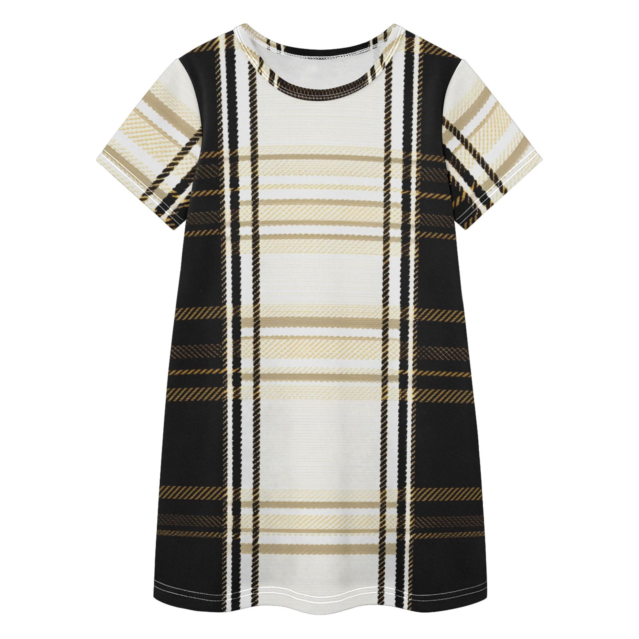 BZSMCE Short Sleeve dress Dress Casual Cotton Dresses-Black White Gold ...