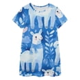 BZSMCE Short Sleeve dress Dress Casual Cotton Dresses-Blue Llama Scarf ...
