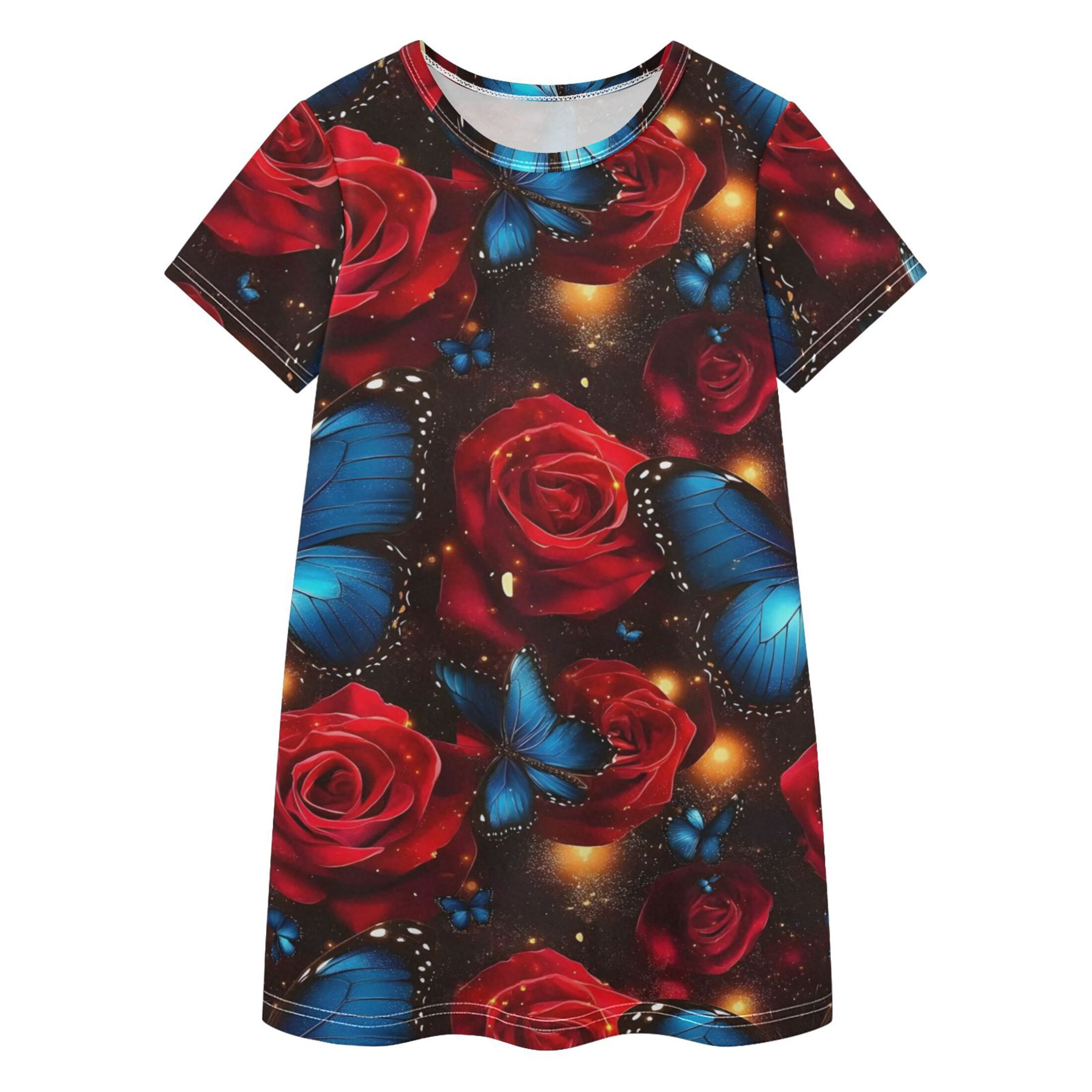 BZSMCE Short Sleeve dress Dress Casual Cotton Dresses-Blue Spotted ...