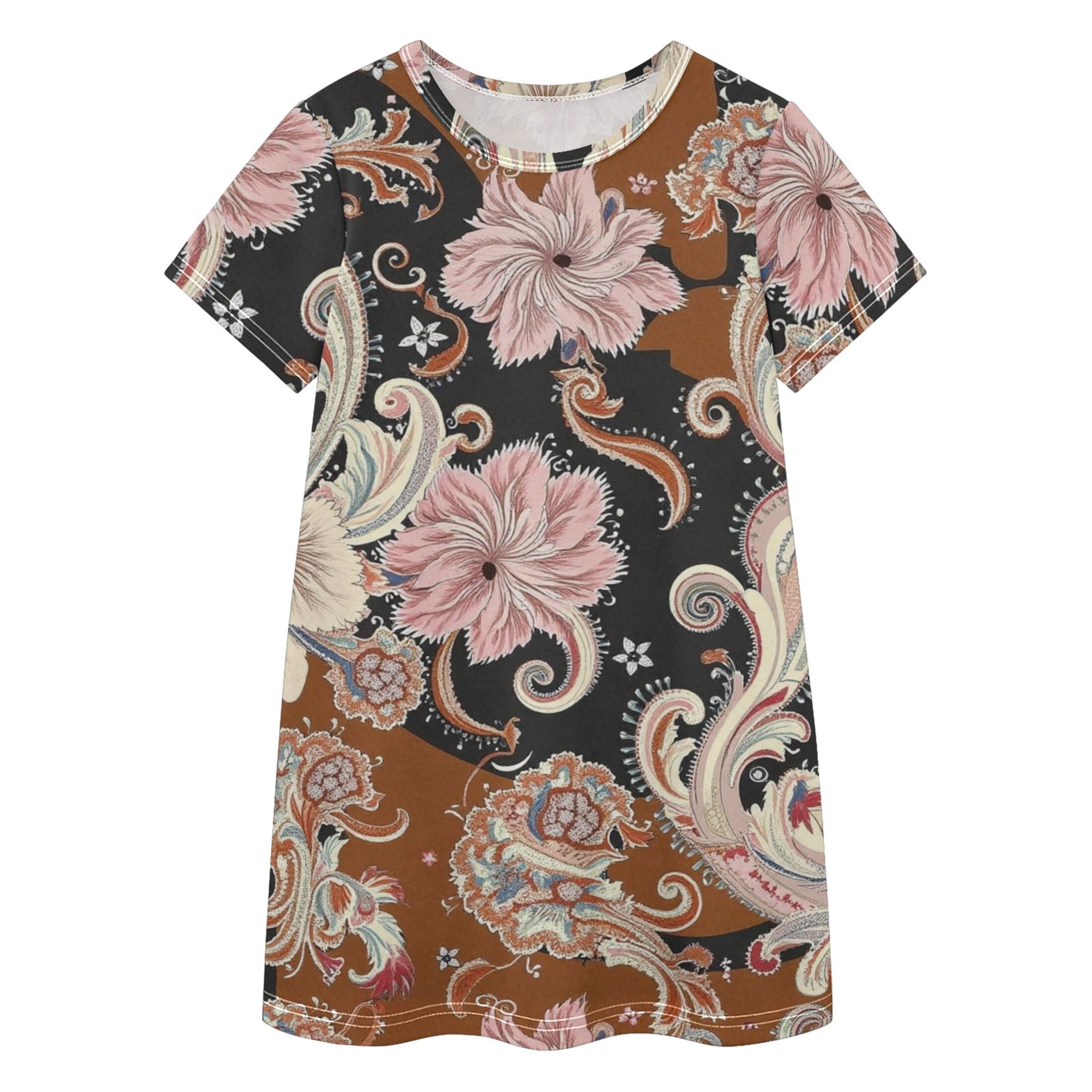 BZSMCE Short Sleeve dress Dress Casual Cotton Dresses-Bohemian Noir ...