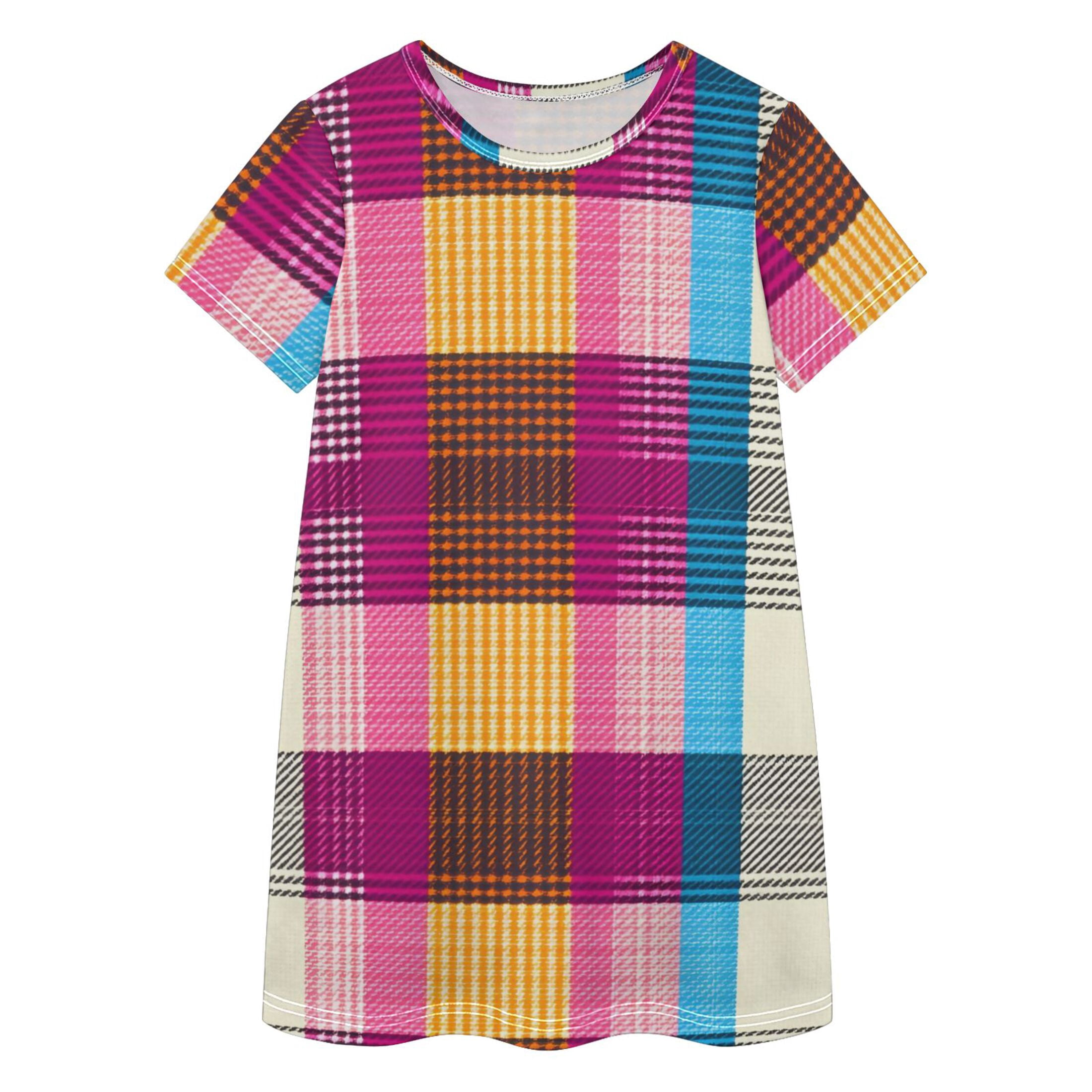 BZSMCE Short Sleeve dress Dress Casual Cotton Dresses-Bright Color ...