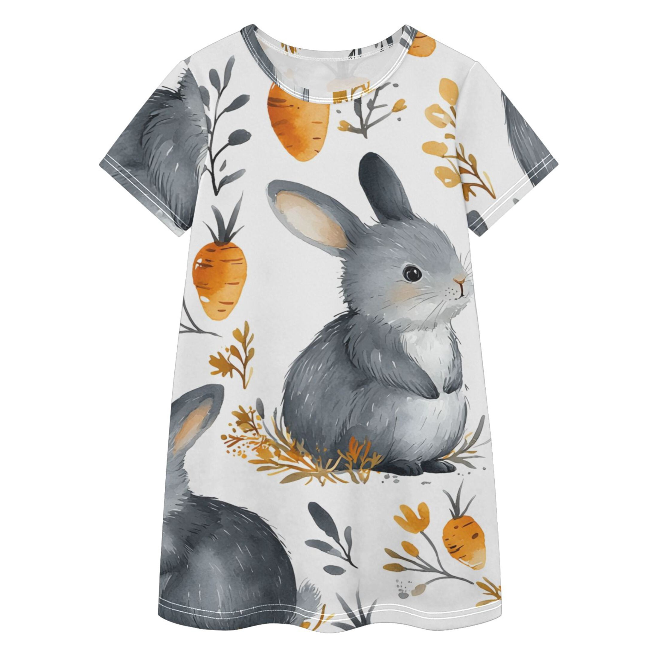 BZSMCE Short Sleeve dress Dress Casual Cotton Dresses-Bunny Carrot ...