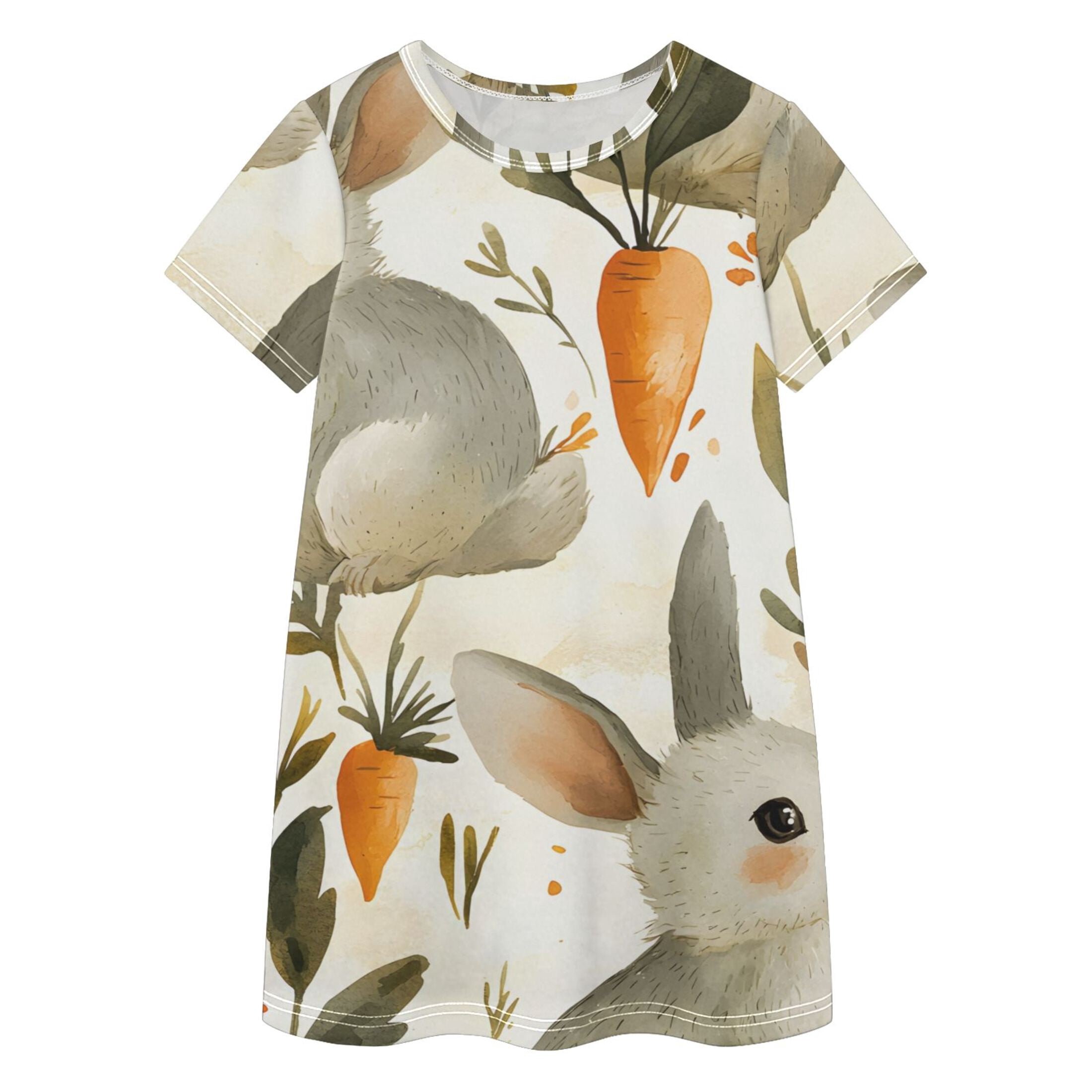 BZSMCE Short Sleeve dress Dress Casual Cotton Dresses-Bunny Carrot ...