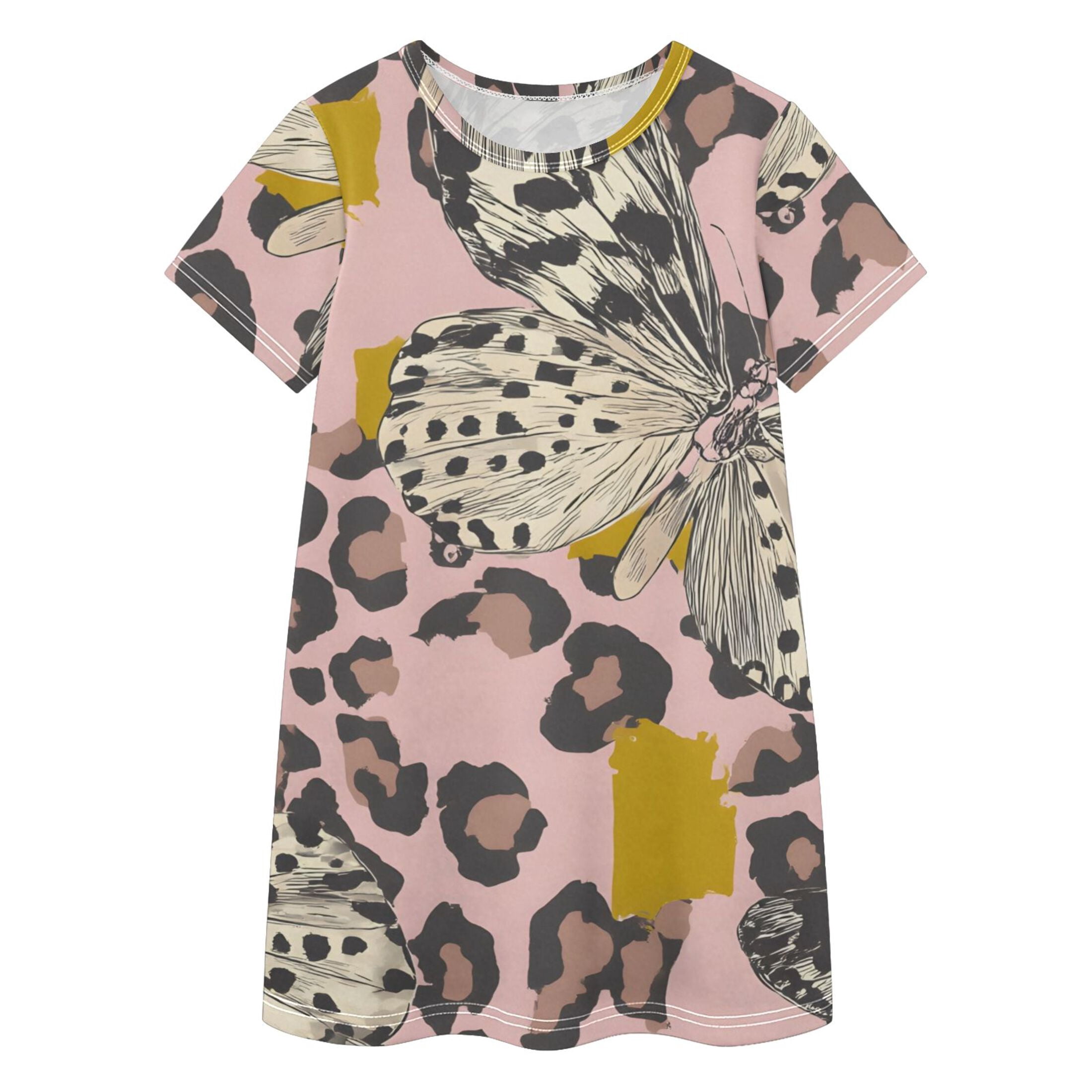 BZSMCE Short Sleeve dress Dress Casual Cotton Dresses-Butterfly Pattern ...
