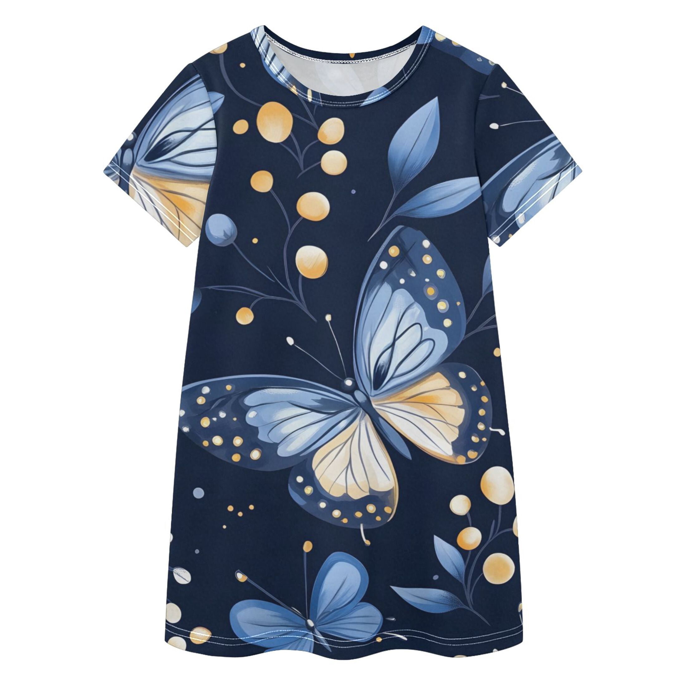 BZSMCE Short Sleeve dress Dress Casual Cotton Dresses-Butterflys ...