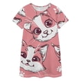 BZSMCE Short Sleeve dress Dress Casual Cotton Dresses-Cat Paw Print ...