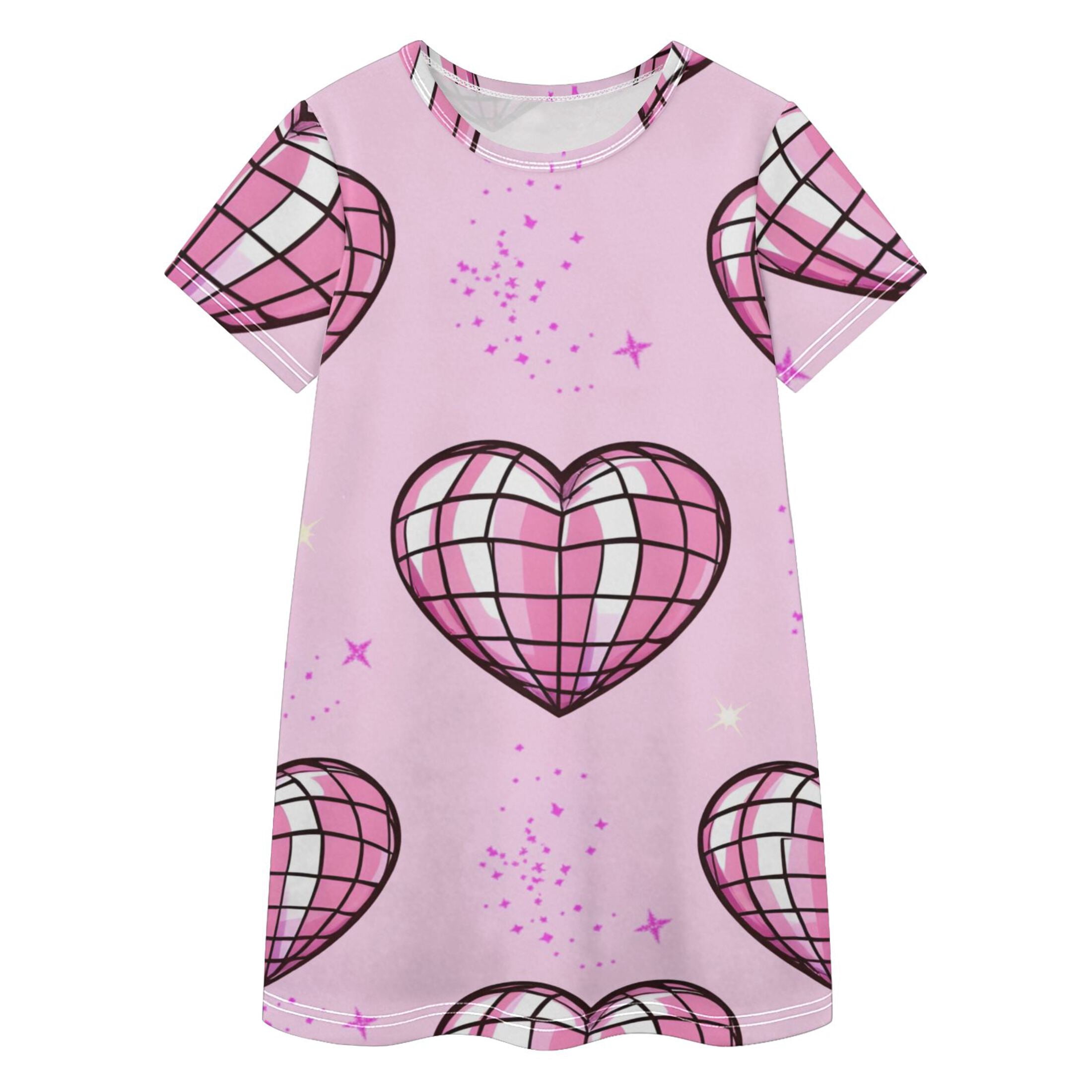 BZSMCE Short Sleeve dress Dress Casual Cotton Dresses-Checkered Heart ...