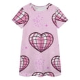 BZSMCE Short Sleeve dress Dress Casual Cotton Dresses-Checkered Heart ...