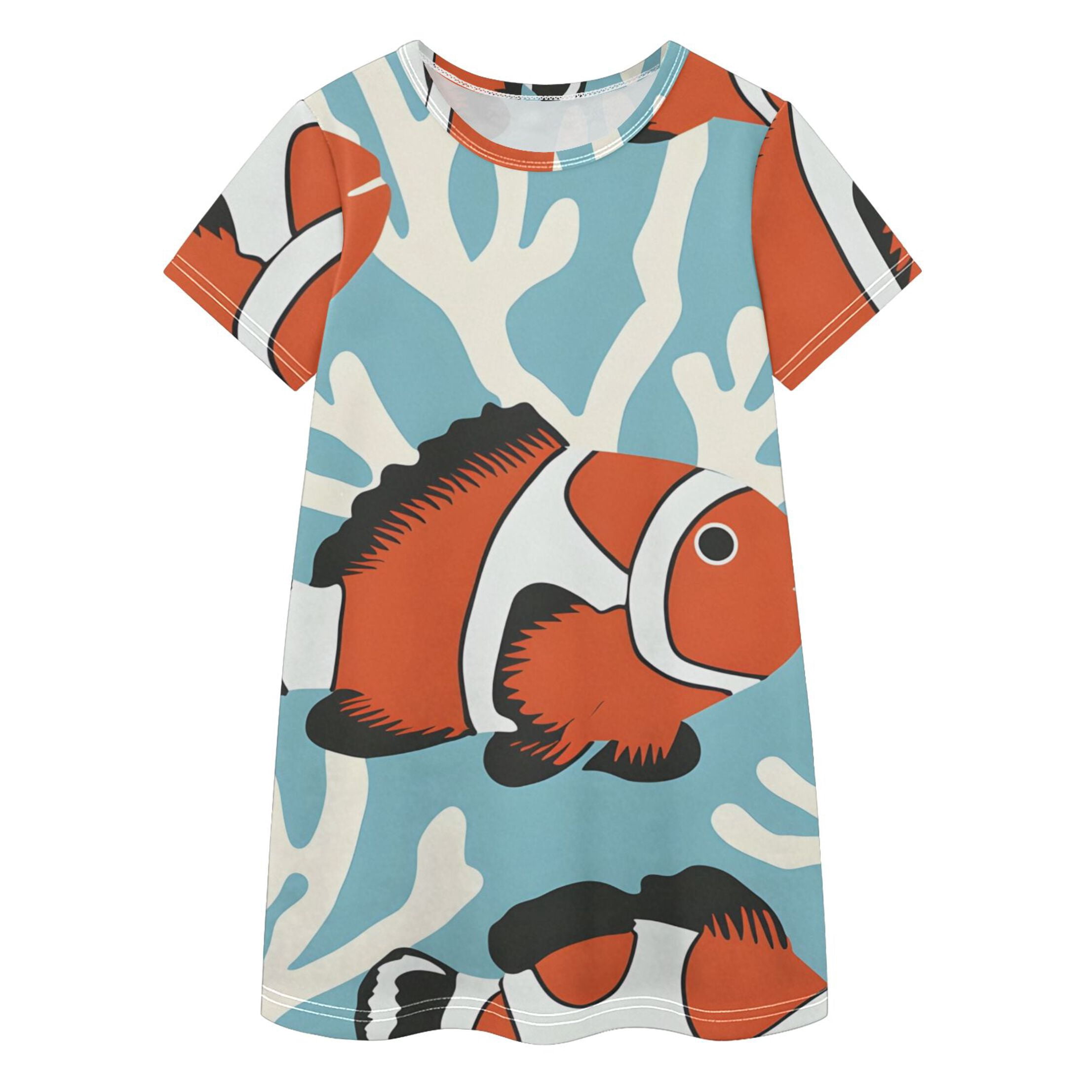 BZSMCE Short Sleeve dress Dress Casual Cotton Dresses-Clownfishcoral ...