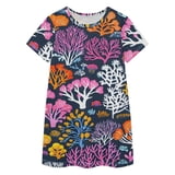 BZSMCE Short Sleeve dress Dress Casual Cotton Dresses-Colorful Coral ...