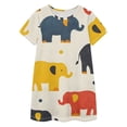 BZSMCE Short Sleeve dress Dress Casual Cotton Dresses-Colorful Elephant ...