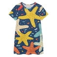 BZSMCE Short Sleeve dress Dress Casual Cotton Dresses-Colorful Starfish ...
