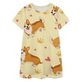 BZSMCE Short Sleeve dress Dress Casual Cotton Dresses-Corgi Crown ...