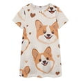 BZSMCE Short Sleeve dress Dress Casual Cotton Dresses-Corgi Love ...