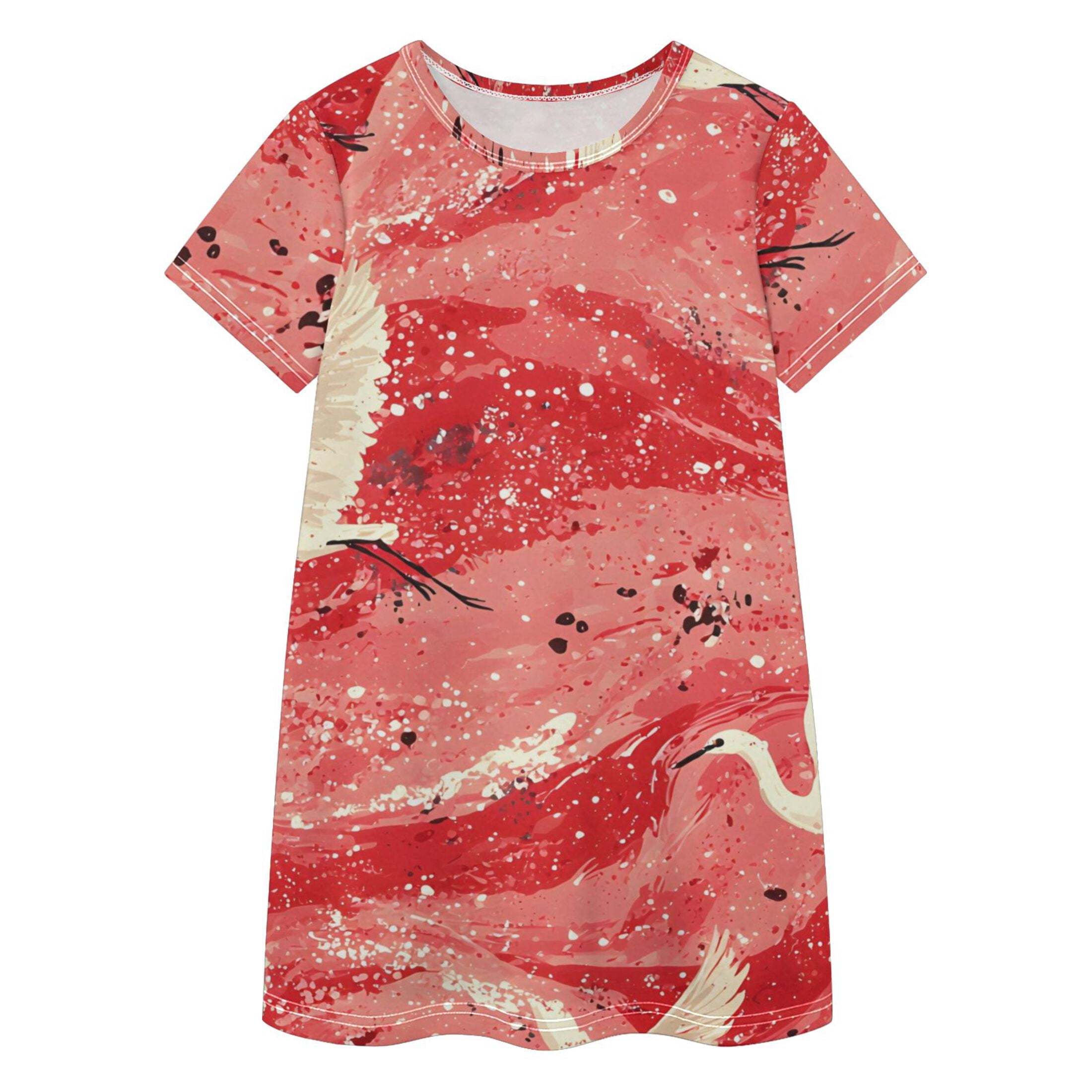 BZSMCE Short Sleeve dress Dress Casual Cotton Dresses-Crane Splash ...