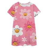 BZSMCE Short Sleeve dress Dress Casual Cotton Dresses-Cute Flower ...