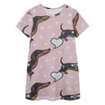 BZSMCE Short Sleeve dress Dress Casual Cotton Dresses-Dachshund Dogs ...