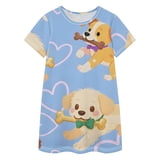 BZSMCE Short Sleeve dress Dress Casual Cotton Dresses-Dog Holding Bone ...