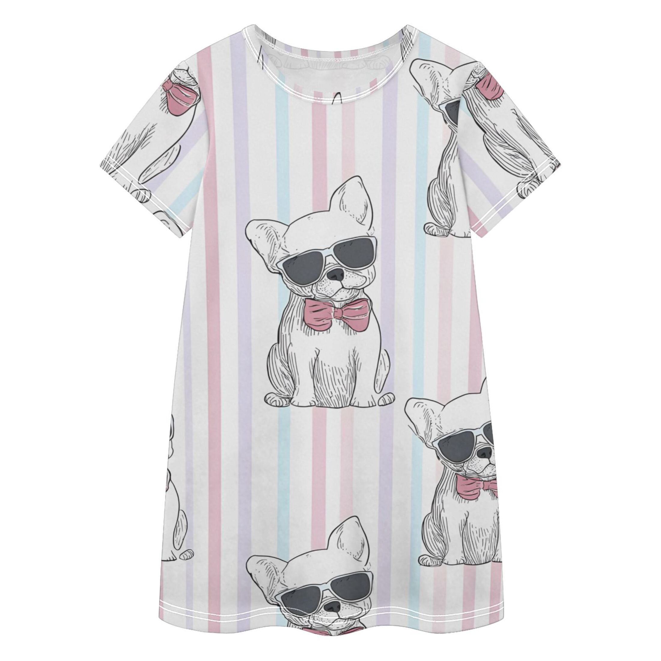 BZSMCE Short Sleeve dress Dress Casual Cotton Dresses-Dog with ...