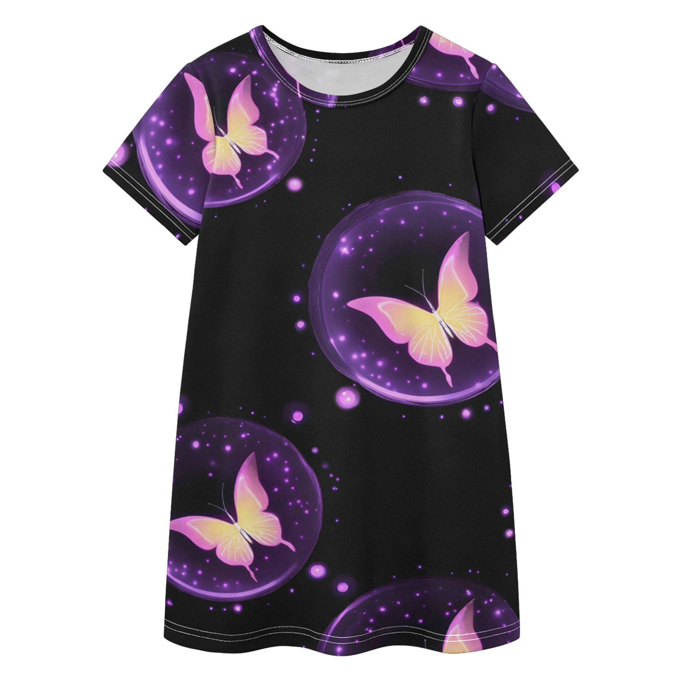 BZSMCE Short Sleeve dress Dress Casual Cotton Dresses-Dreamy Butterfly ...