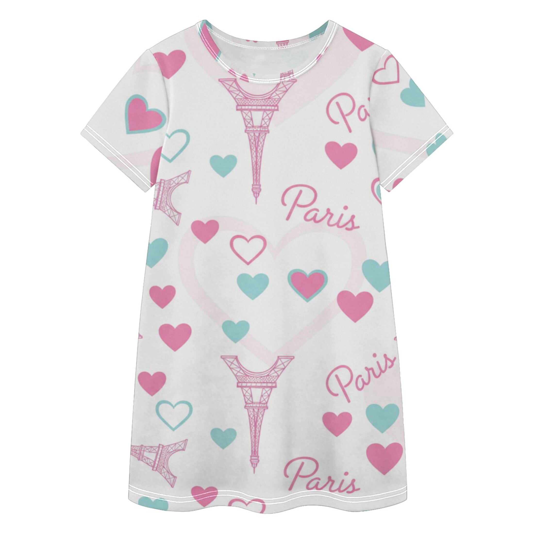 BZSMCE Short Sleeve dress Dress Casual Cotton Dresses-Eiffel Tower ...