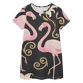 BZSMCE Short Sleeve dress Dress Casual Cotton Dresses-Flamingo Flowers ...