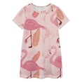 BZSMCE Short Sleeve dress Dress Casual Cotton Dresses-Flamingo Leaves ...
