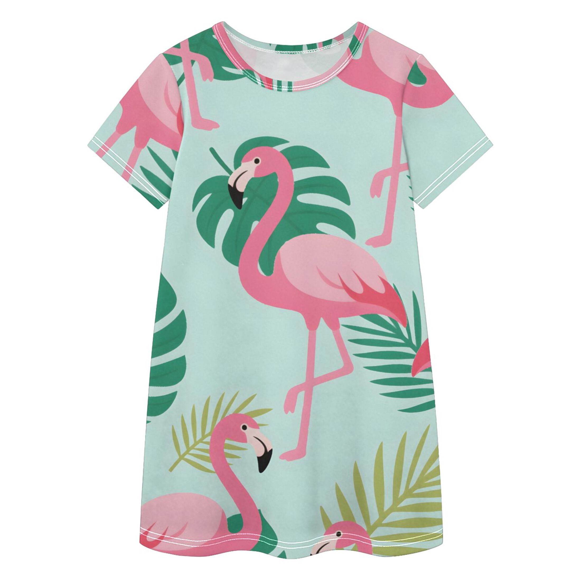 BZSMCE Short Sleeve dress Dress Casual Cotton Dresses-Flamingo Tropical ...