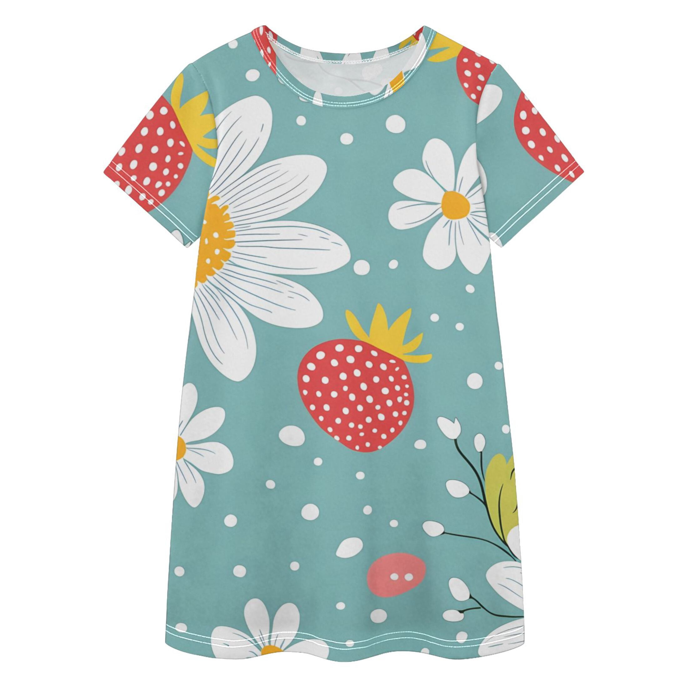 BZSMCE Short Sleeve dress Dress Casual Cotton Dresses-Flower Grass ...