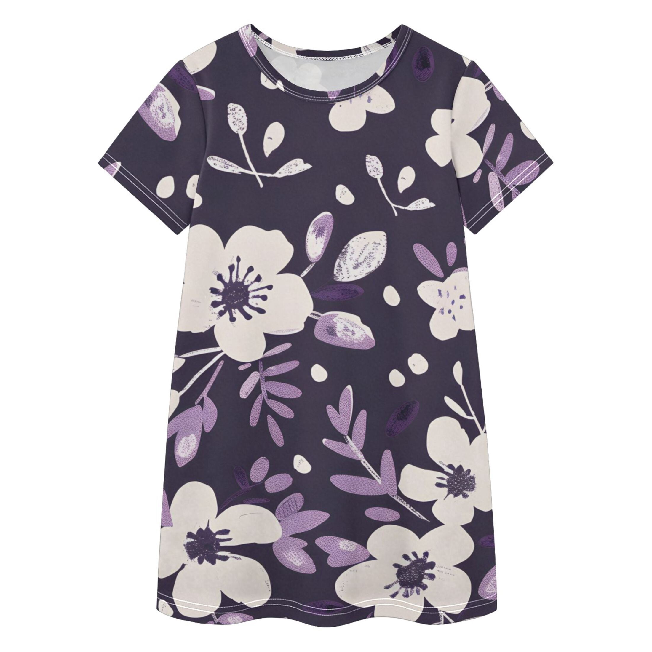 BZSMCE Short Sleeve dress Dress Casual Cotton Dresses-Flowers White ...