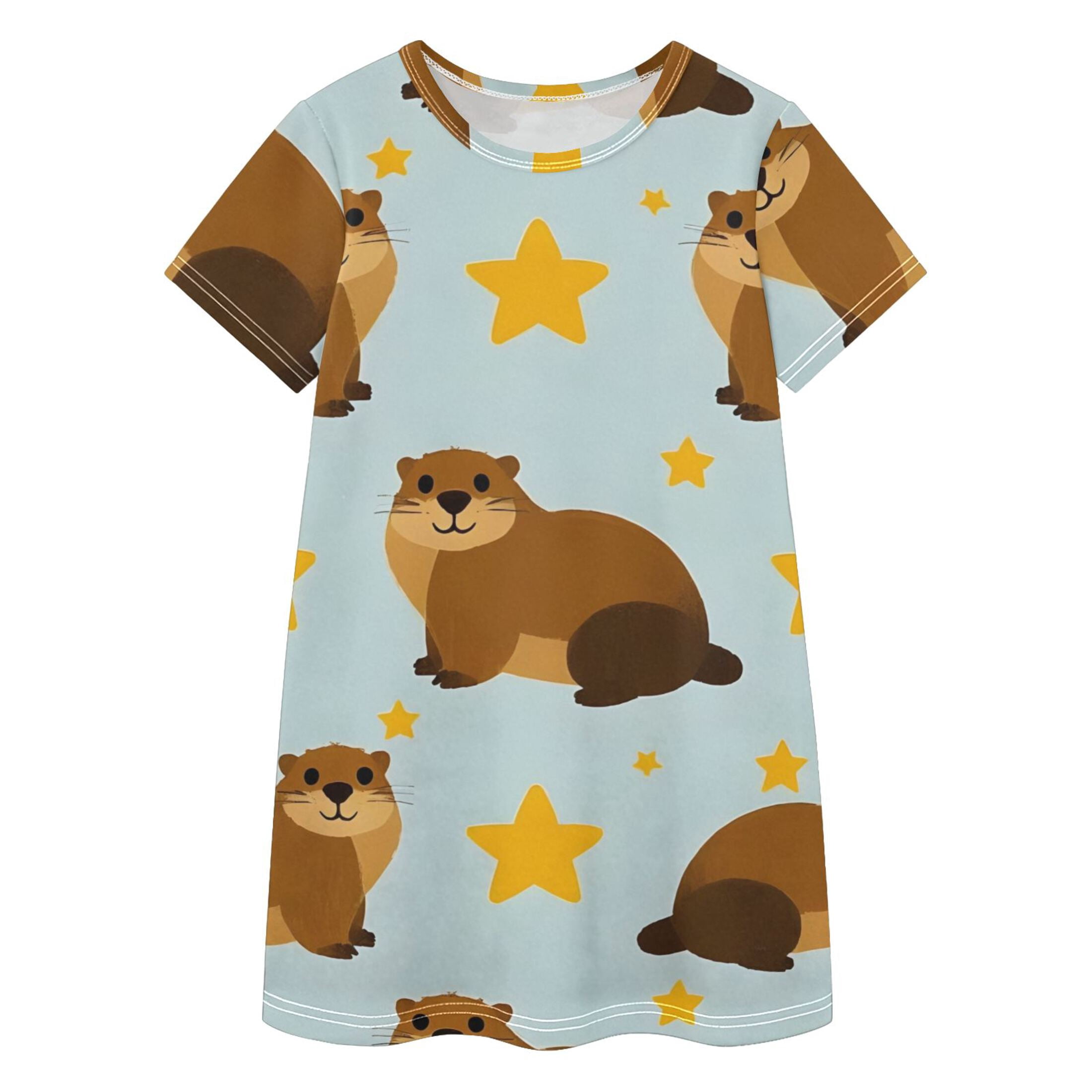 BZSMCE Short Sleeve dress Dress Casual Cotton Dresses-Groundhog Stars ...