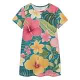 BZSMCE Short Sleeve dress Dress Casual Cotton Dresses-Hibiscus ...