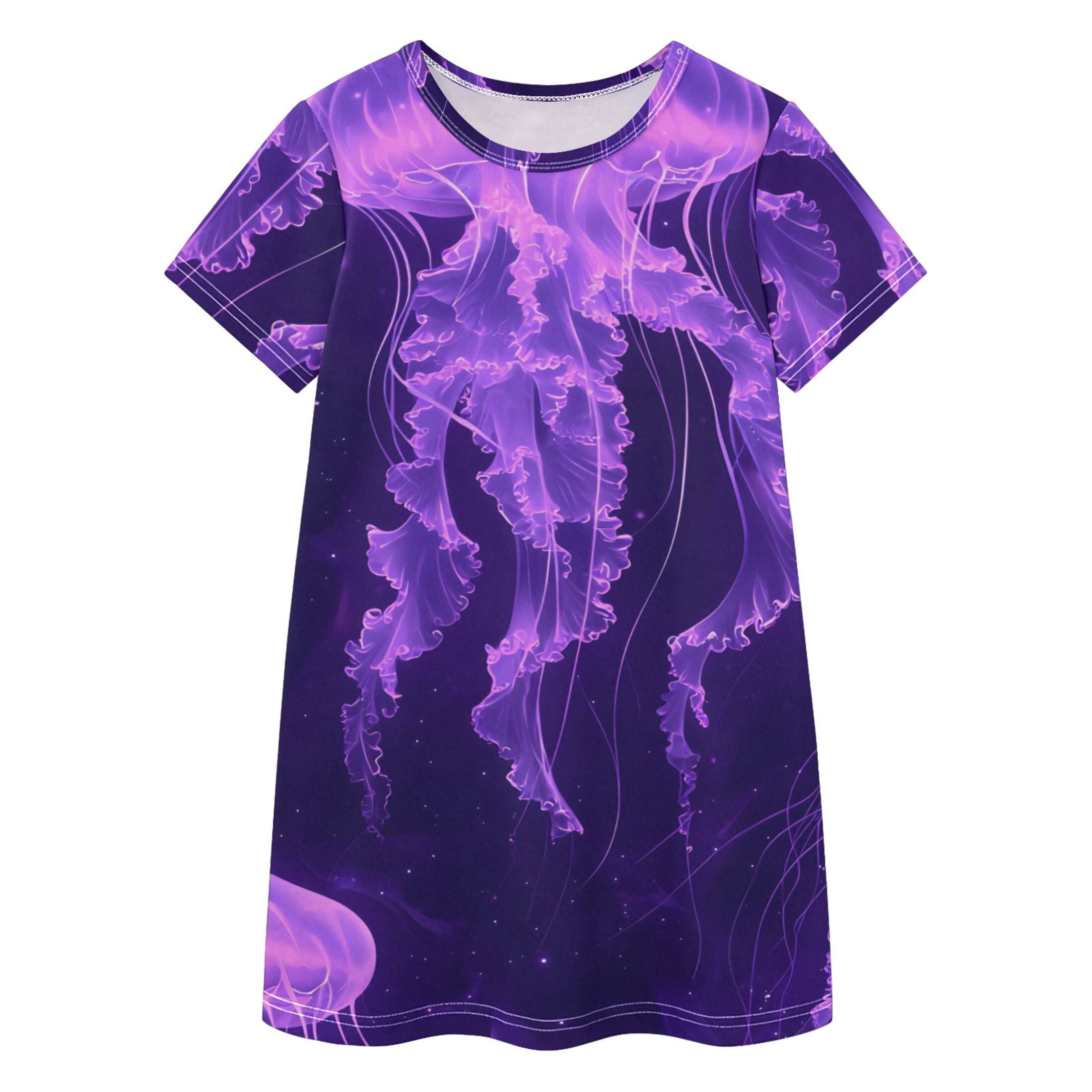 BZSMCE Short Sleeve dress Dress Casual Cotton Dresses-Jellyfish Pattern ...