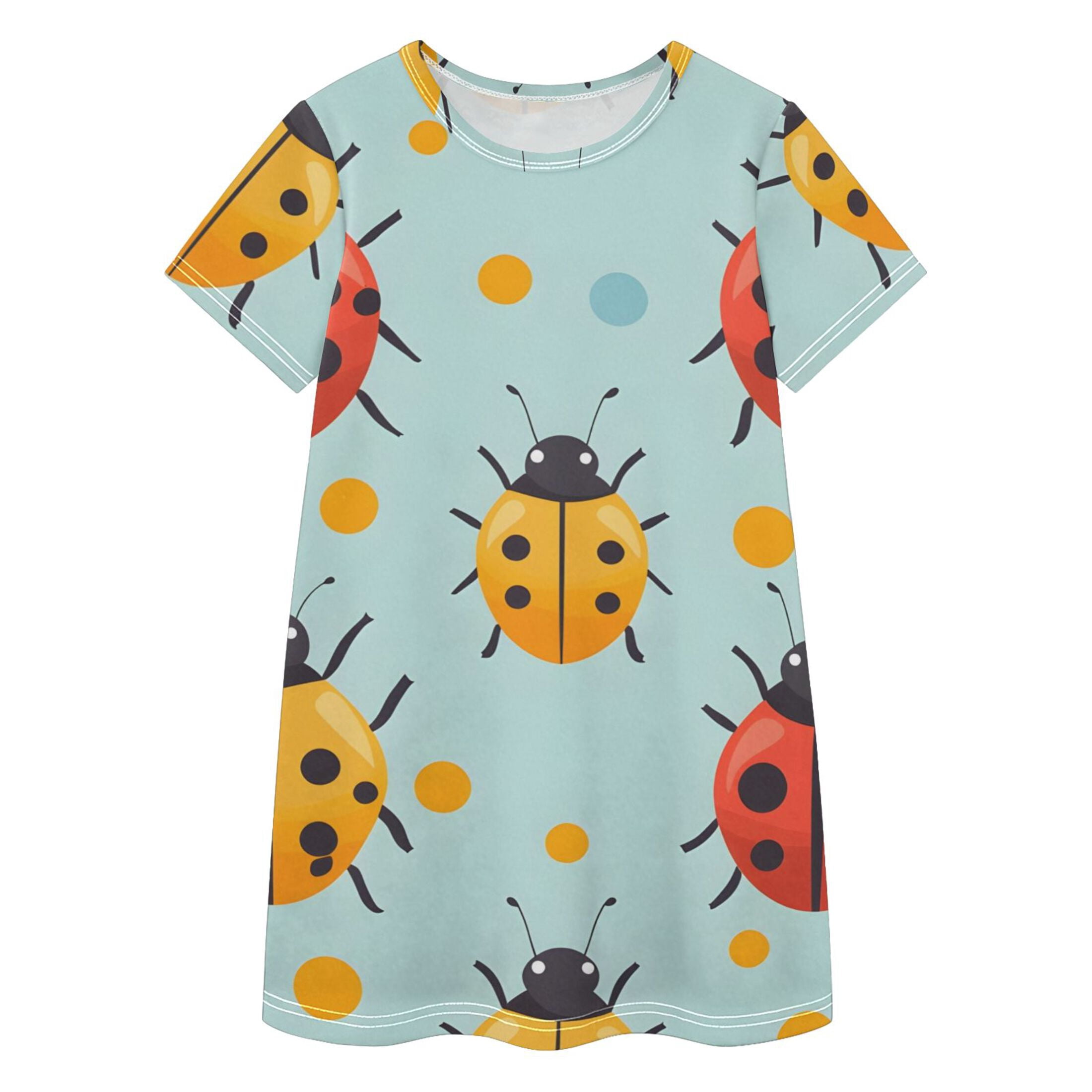 BZSMCE Short Sleeve dress Dress Casual Cotton Dresses-Ladybugsdots ...