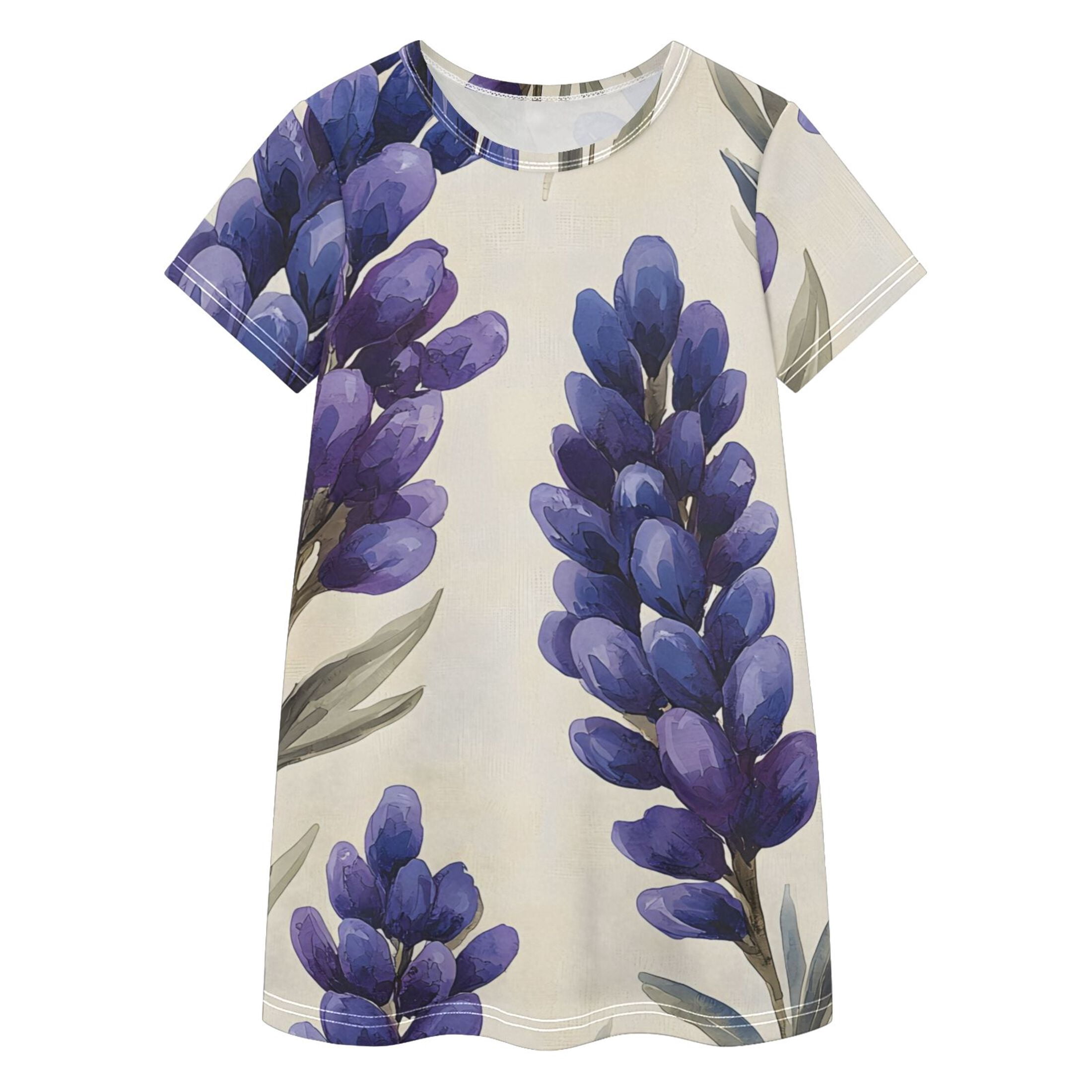 BZSMCE Short Sleeve dress Dress Casual Cotton Dresses-Lavender Sprig ...