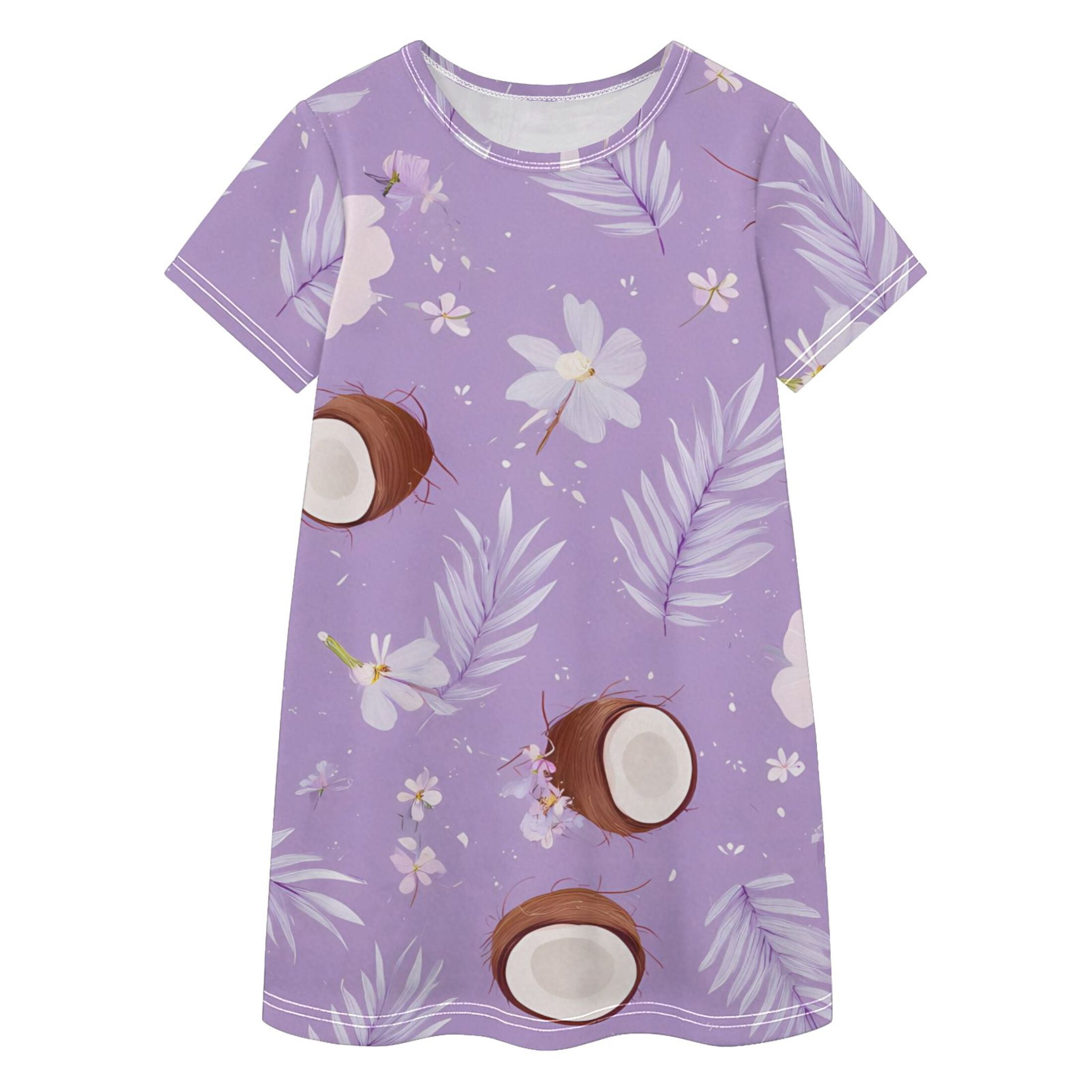 BZSMCE Short Sleeve dress Dress Casual Cotton Dresses-Leaves Palm ...