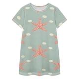 BZSMCE Short Sleeve dress Dress Casual Cotton Dresses-Light Blue ...