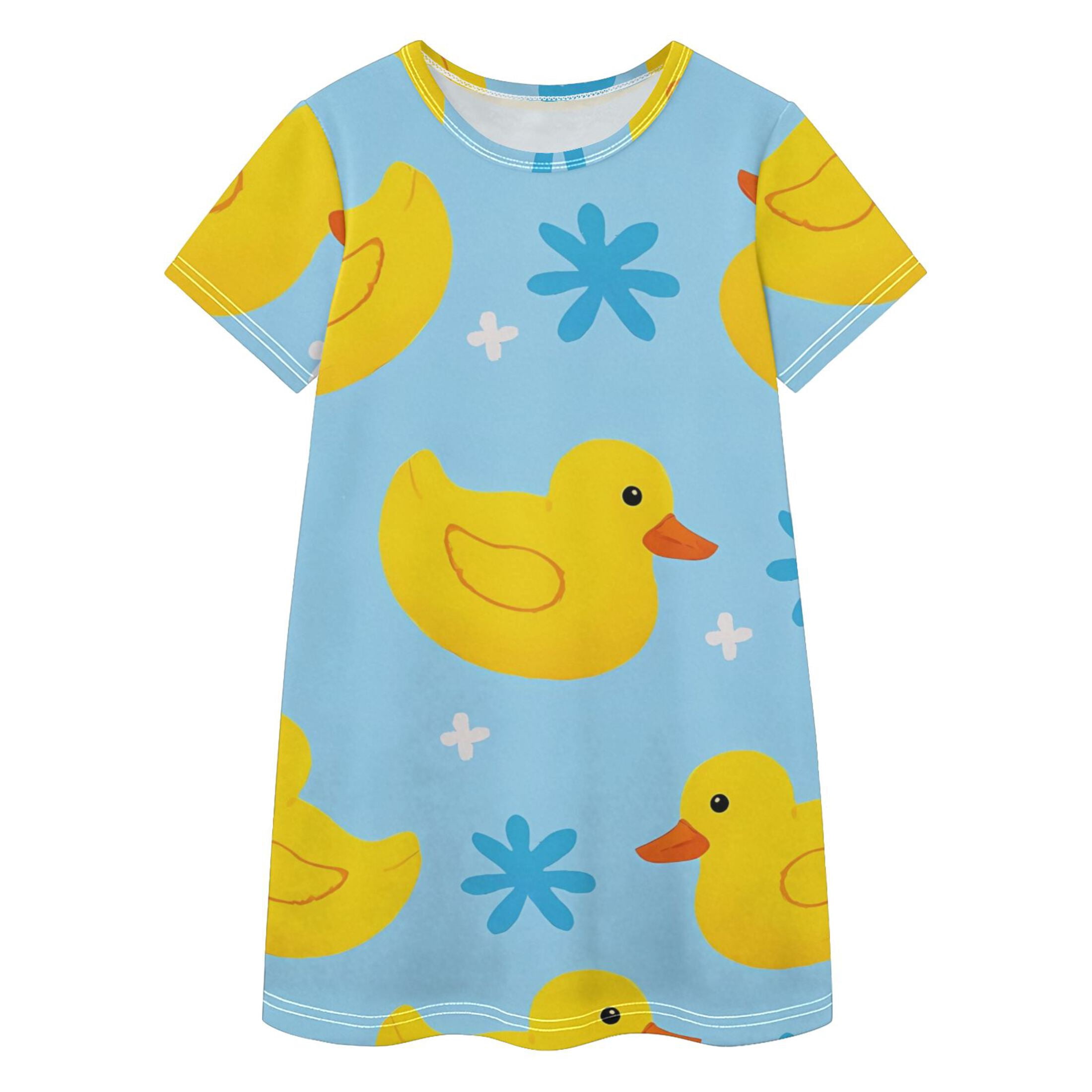 BZSMCE Short Sleeve dress Dress Casual Cotton Dresses-Little Yellow ...